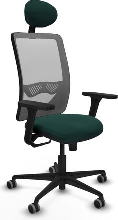 Piqueras y Crespo Gr&uuml;ner Schreibtisch Zulema mit 3D-Armlehnen, h&ouml;henverstellbarer Lendenwirbelst&uuml;tze und festem Kopfteil, ausgestattet mit 3-fach verstellbarem Sinkro-S