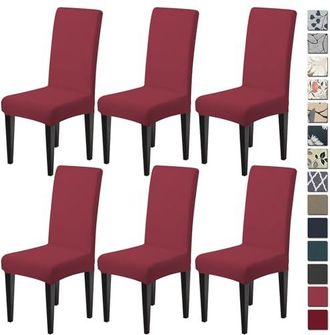 Dioxide Housse de Chaise Extensible 6 Pi&egrave;ces, Housse de Salle &agrave; Manger Amovible Lavables Couverture de Chaise Rev&ecirc;tement de Chaise pour Salle &agrave; Manger,H&ocirc;tel,D