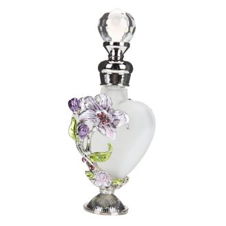 SOLUSTRE Vintage Parfümflasche Aus Glas Mit Emailliertem Blumenmotiv Nachfüllbarer Aromatherapie Ätherische Öle Behälter Dekorativer Duftzerstäuber Für Damen U