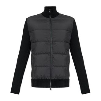 Moncler Homme, Pulls, Noir, Taille: 3XL Gilet avec duvet devant