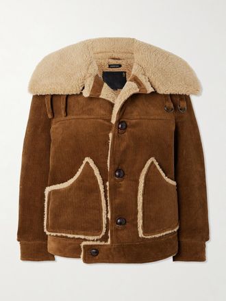 R13 Jacke Aus Baumwollcord Mit Futter Aus Shearling-imitat - Braun