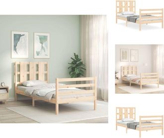 vidaXL Massivholzbett mit Kopfteil 90x200 cm - Holzbett - Kiefernholzbett - Doppelbett - Lattenrost - Massives Holzbett