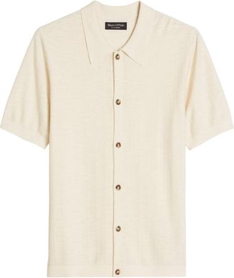Marc O'Polo Garment Dyed Strick-Kurzarmhemd mit Schattenstreifen in