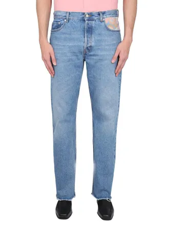 S&eacute;fr Floral Cotton Jeans - Azure