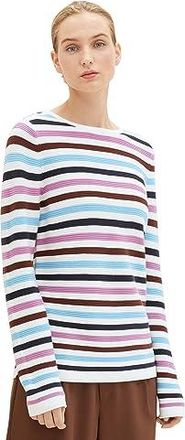 Tom Tailor 1016350 Sweater, 33979-Mauvy Ottoman Stripe, S Femme
