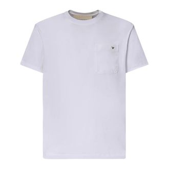 Valentino Garavani Homme, Tops, Blanc, Taille: 2XL T-shirt en coton brod&eacute; VLogo