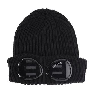 C.P. Company Gerippte Wollm&uuml;tze mit Goggle - - Accessories - Herren - Schwarzk - ONE SIZE