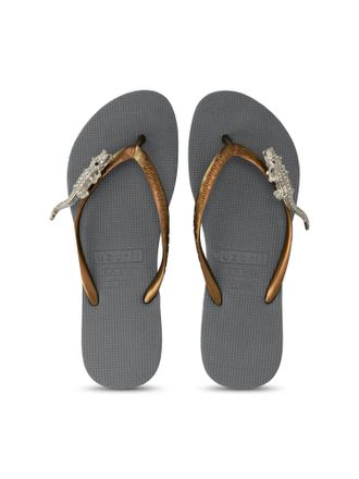 UZURII Slipper & Pantoletten - Zehentrenner Silver Crocodile Switch - Gr. 35,5 (EU) - in Silber - für Damen