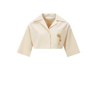 Palm Angels Kurz geschnittenes Baumwollhemd Palm Angels in Gelb