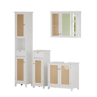 Vicco Badm&ouml;bel-Set Wei&szlig; Rosario, bestehend aus Badspiegelschrank, Waschbeckenunterschrank, Midischrank, Hochschrank - Viel Stauraum Oben und unten