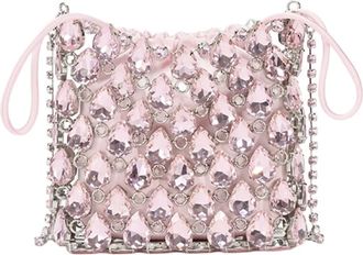 Self Portrait Femme, Sacs, Rose, Taille: ONE Size Mini Sac &agrave; Main en Maille de Cristal et Cha&icirc;ne