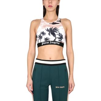 Palm Angels Femme, Sport, Multicolore, Taille: 36 FR Palm Tree Print Sports Bra