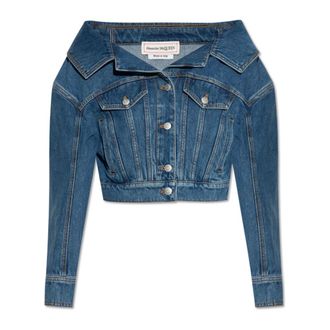 Alexander McQueen Jeansjacke mit freiliegenden Schultern - - Jackets - Damen - Blau - 2XS