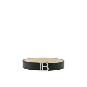 Balmain Homme, Accessoires, Noir, Taille: 105 CM Ceinture B en Cuir Lisse