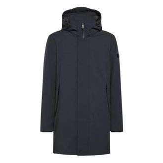 Peuterey Blauer Logopatch Stehkragenmantel - - Coats - Herren - Blau - S
