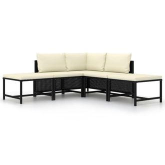 vidaXL Vidaxl - Set Divani Da Giardino 5 Pz Con Cuscini In Polyrattan Nero