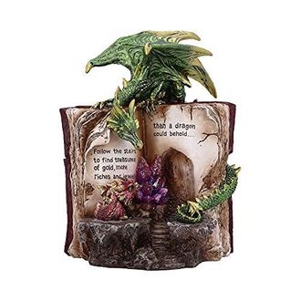 Nemesis Now Hoard Finders Figurine Dragon avec Livre en Cristal, Vert, 20,8 cm