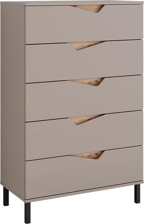 Vicco Kommode Marelle, Greige/Artisan, 76 x 120 cm mit 5 Schubladen