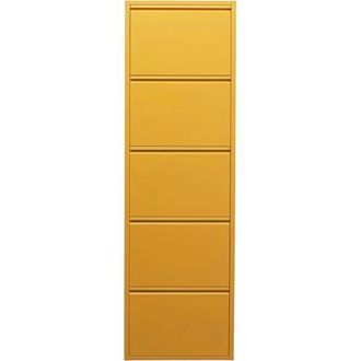 Kare Design Design Schuhschrank Caruso Gelb, Metall, mit 5 Klappen, Schuhablage f&uuml;r 10 Paar Schuhe, schmal, platzsparend, hoch, Schuhregal, Eingangsbereich, 170x5