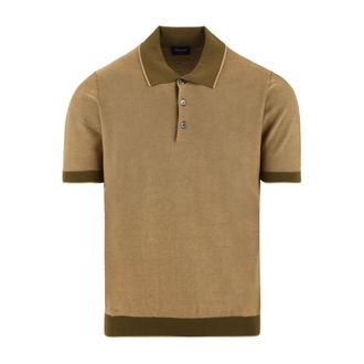 Drumohr Homme, Tops, Vert, Taille: M Polo Ras du Cou Manches Courtes avec Boutons