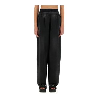 Alexander Wang Femme, Pantalons, Noir, Taille: 40 FR Cotton Terry Wide Leg Pantalons de surv&ecirc;tement