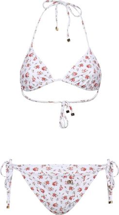 Dolce & Gabbana Femme, Maillots de bain, Rouge, Taille: 42 FR Petit bikini triangle &agrave; imprim&eacute; roses
