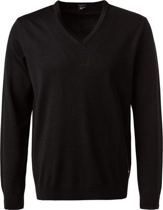 Joop Herren Pullover schwarz Merinowolle unifarben