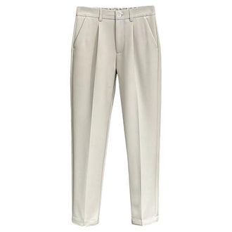 Generic Pantalon de costume en soie glac&eacute;e &agrave; taille semi-&eacute;lastique pour homme - Jambe droite - Pantalon fin d&eacute;t&eacute; pour homme - Coupe r&eacute;guli&egrave;re, kaki1., 50