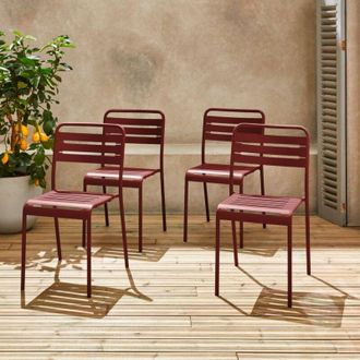 Sweeek Lot de 4 chaises de jardin acier. 4 places. terre de sienne. Amelia. L44 x P52 x H79cm
