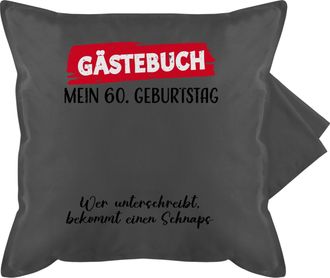 Shirtracer Kissenbezug - Kissen - Gästebuch - 60. Geburtstag Gäste Unterschrift Gästeliste Lustig - 50 x 50 cm - Grau - 60iger 60er 60 60.Geburtstag Geschenk 60i