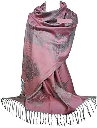 GFM Echarpe de style pashmina - Plumes ou motifs floraux S1-hlglb - Pink