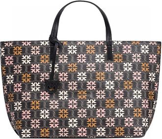 Pinko Damen Einkaufen Großes Leder Druck Logo Tasche, Zm7q_schwarz/braun/weiß.Antique Go