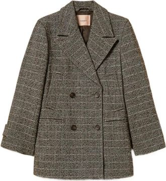 Twinset Femme, Manteaux, Brun, Taille: 36 FR Manteau Marron & Or Élégant Aw25