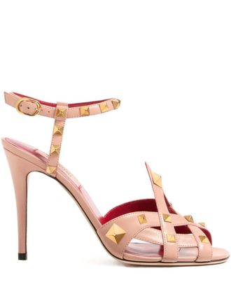 Valentino Garavani sandales en cuir de chevreau &agrave; d&eacute;tails de clous - Rose