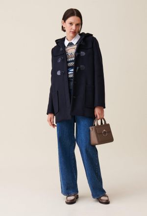 Claudie Pierlot Manteau court capuche bleu marine
