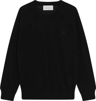 Ami Homme, Sweatshirts et sweats &agrave; capuche, Noir, Taille: L Pull Ras du Cou Avec Broderie Poitrine