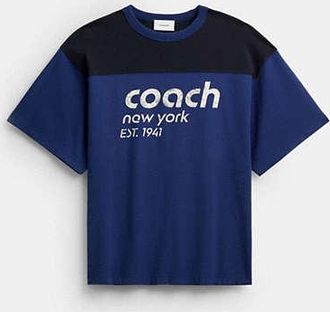 Coach Colorblock-T-Shirt Aus Bio-Baumwolle f&uuml;r M&auml;nner in Blau, Gr&ouml;&szlig;e X-Klein | Biobaumwolle