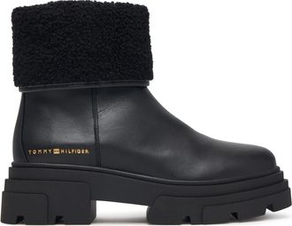 Tommy Hilfiger Stiefeletten Tommy Hilfiger Shearling Fold Chunky Ankle Boot FW0FW09677 Schwarz