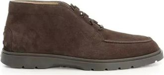 Tod's Homme, Chaussures, Brun, Taille: 42 EU Bottines Marron en Daim avec Lacets Élastiques