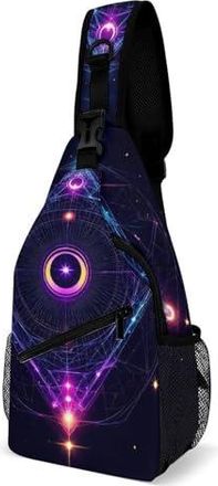 Generic Sacoche Tactique Symboles de g&eacute;om&eacute;trie sacr&eacute;e Soleil Lune Violet psych&eacute;d&eacute;lique Antivol Sacs Poitrine Multifonction Sac &agrave; Dos Militaire pour Femme Camp