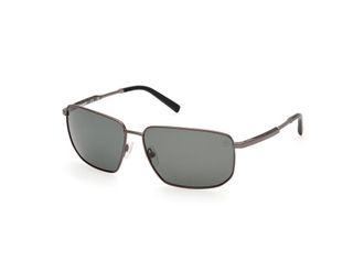 Timberland TB00010 Sonnenbrille Herren, Leichte Casual Sonnenbrille, Rechteckige Linsenform, Inklusive Etui, Polarisierte Grüne Gläser, Matt Dunkel Nickel