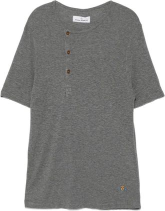 Vivienne Westwood Homme, Tops, Gris, Taille: L T-shirt asym&eacute;trique avec logo Orb