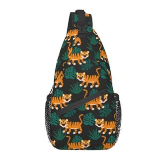 AOOEDM Tiger Sling Bag Casual Crossbody Schulterrucksack Cool Chest Daypack für Jungen Männer Sport Wandern Reisen