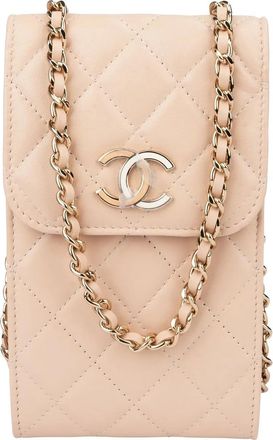 Chanel Crossbody Bags - Chanel Quilted Lambskin On Chain Single Flap Cross - Gr. unisize - in Beige - f&uuml;r Damen