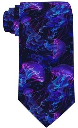 Generic Méduse À La Lumière Noire Couleur Cravate Décontractée Cravates Élégante Cravate Homme Pour Adultes Entreprise Célébrations