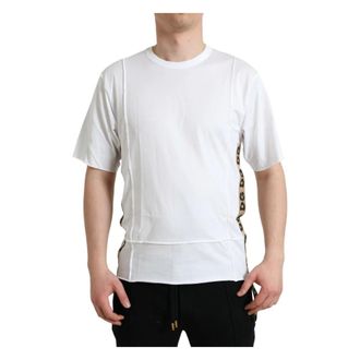 Dolce & Gabbana Homme, Tops, Blanc, Taille: XS T-Shirt &agrave; Manches Courtes et Col Rond