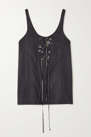 Chlo&eacute; Tanktop Aus Canvas Aus Einer Seidenmischung Mit Lederbesatz - Schwarz