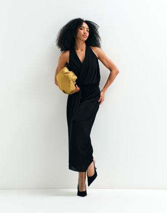 Asos ASOS ADAPTIVE robe portefeuille fluide en jersey noir