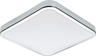 Eglo LED Badezimmer-Deckenlampe Manilva 1, 1 flammige Deckenleuchte, Material: Stahl und Kunststoff, Farbe: Chrom, weiß