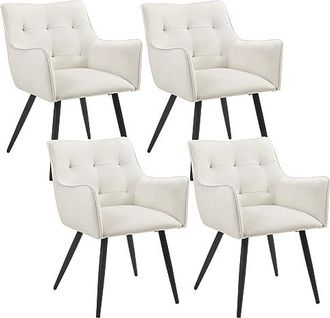 Woltu Lot de 4 Chaises de Salle à Manger Scandinaves, Chaises Rembourrées avec Dossier et Accoudoirs, Fauteuils avec Pieds en Métal, pour Salon, Chambre à C
